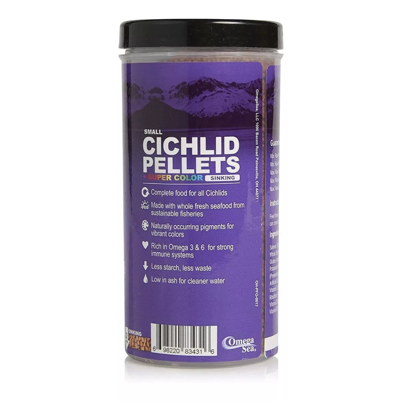 Cichlid Pellets 226gr Comida Gránulos Cíclidos Peces Color