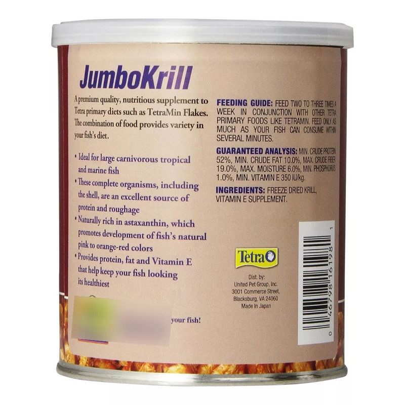 Jumbo Krill 100gr Liofilizado Comida Peces Grandes Acuario