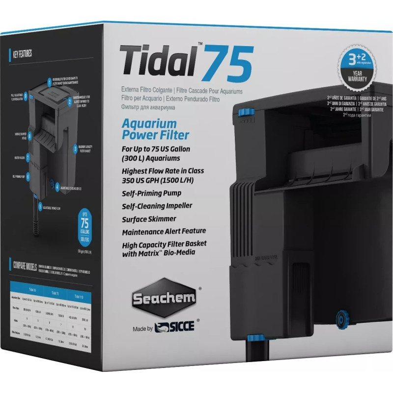 Filtro Cascada Tidal 75 Seachem Acuario Skimmer 1500 L/h